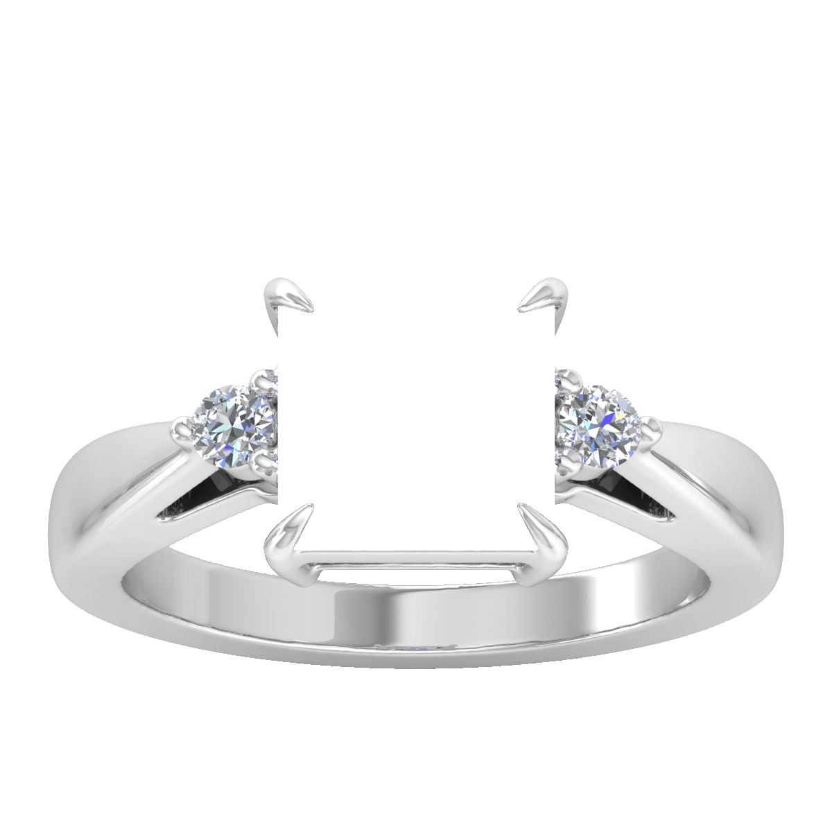 Simple Three Stone Natural Diamond Ring (Square) - STARLANKA