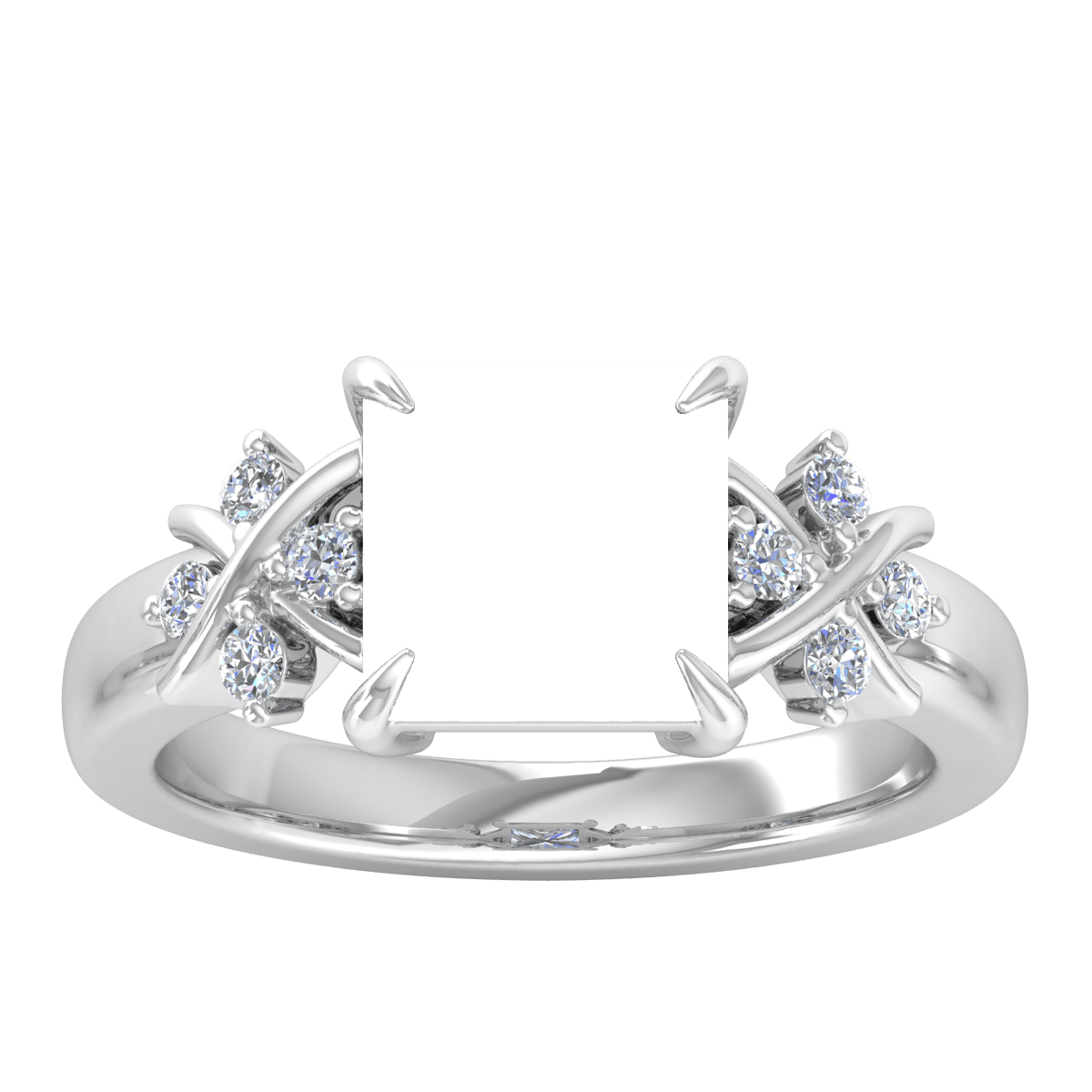 Entangled Cross Diamond Ring (Square) - STARLANKA