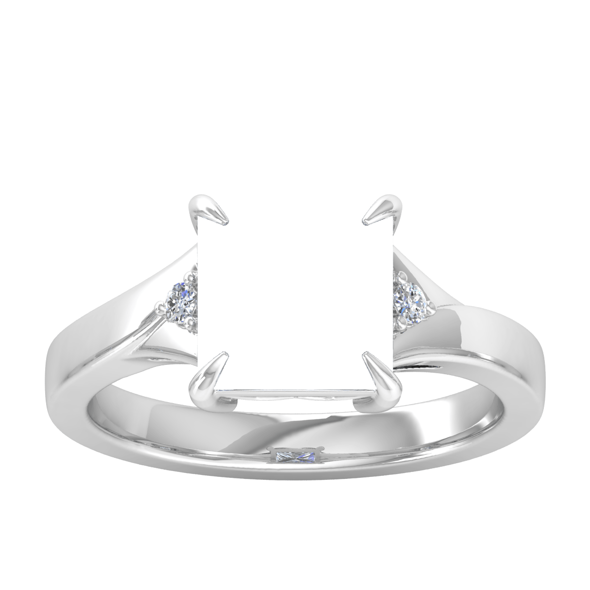 Minimal Three Stone Diamond Ring (Square) - STARLANKA